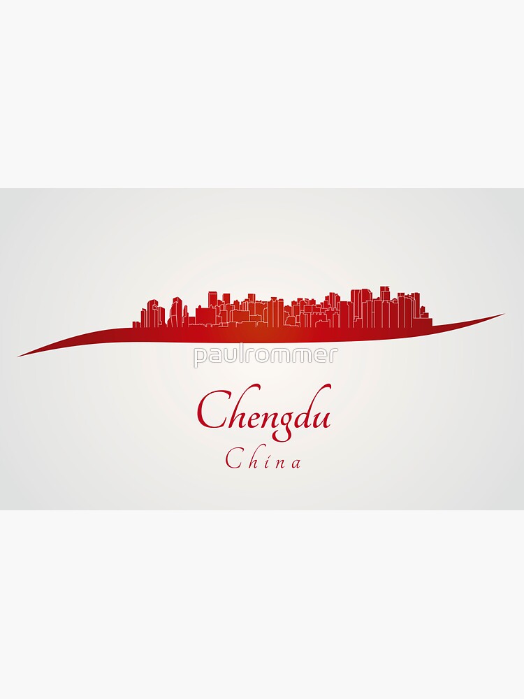 "Chengdu skyline in red" Sticker for Sale by paulrommer | Redbubble