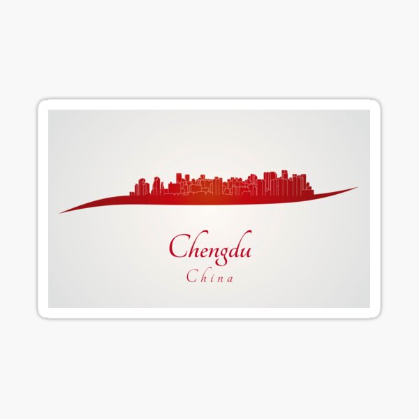 "Chengdu skyline in red" Sticker for Sale by paulrommer | Redbubble