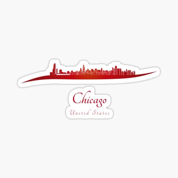 "Chicago skyline in red" Sticker for Sale by paulrommer | Redbubble