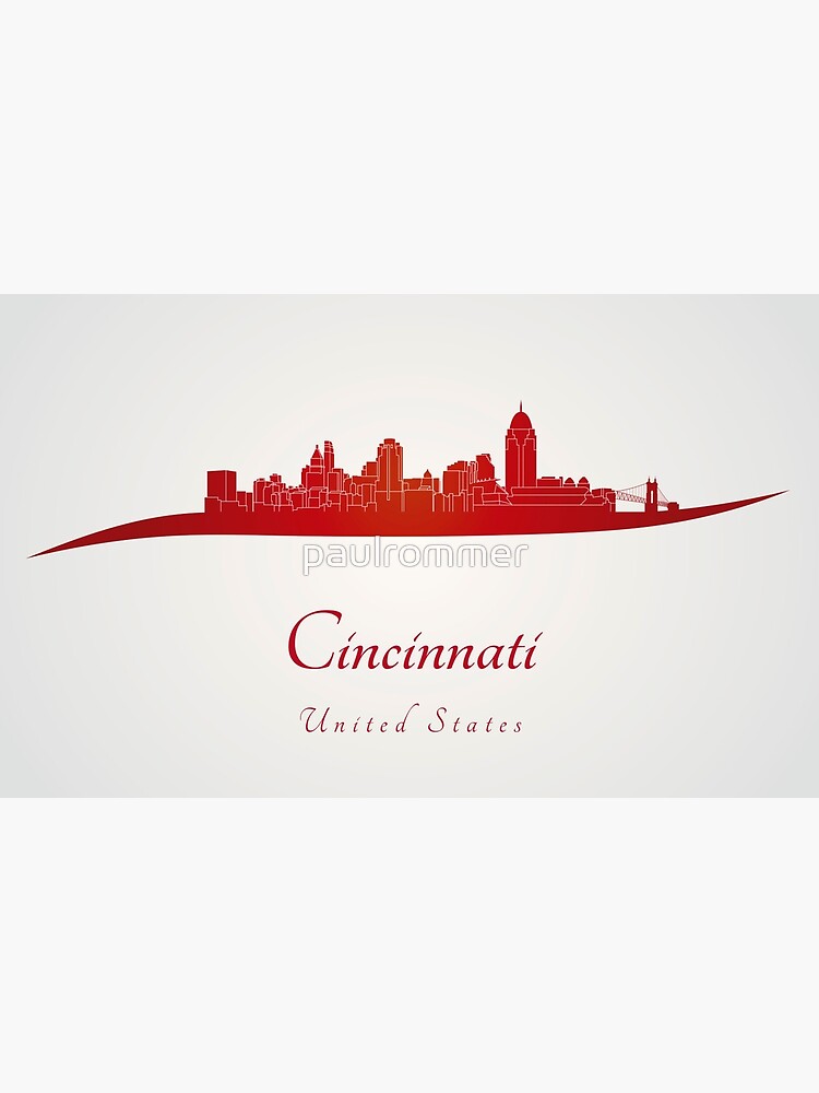 "Cincinnati skyline in red" Poster for Sale by paulrommer | Redbubble