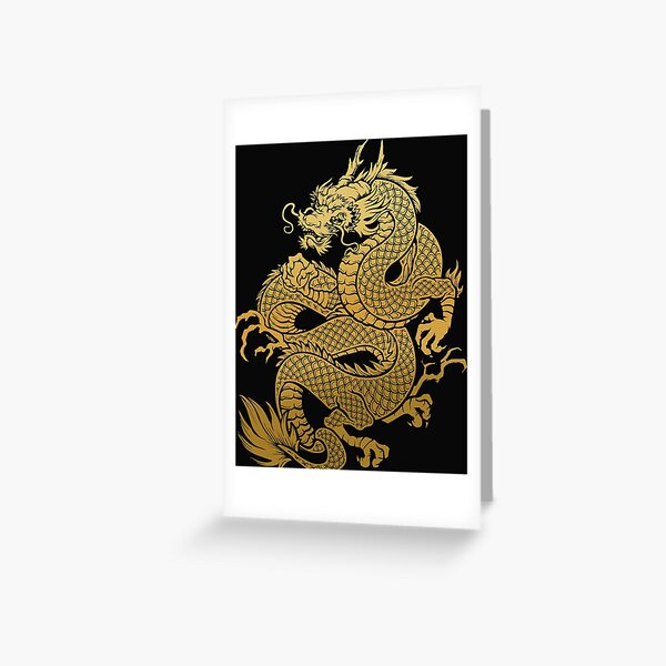 "Traditional Asian Golden Dragon " Greeting Card for Sale by Jesse ...