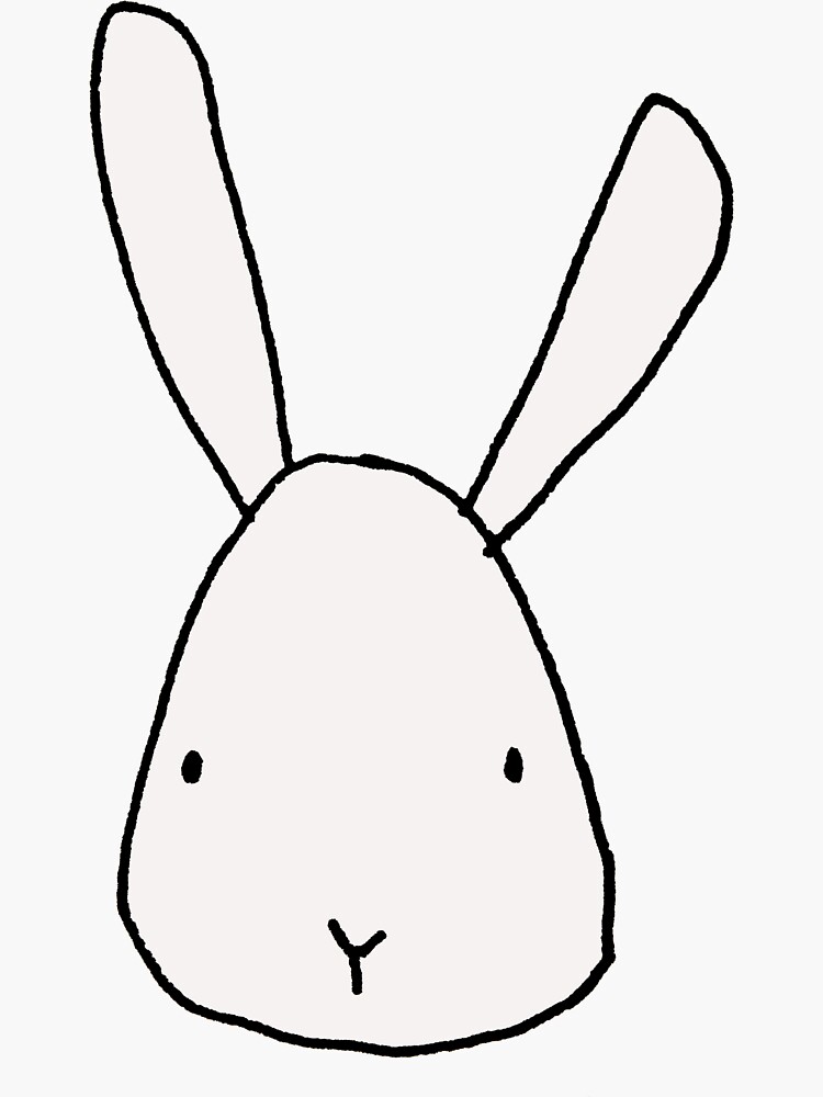"Bunny Face Hand Drawn Animal Art Doodle" Sticker by NancyMerkle ...