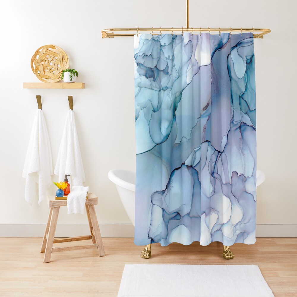 "Periwinkle River: Original Abstract Alchool Ink Painting" Shower ...
