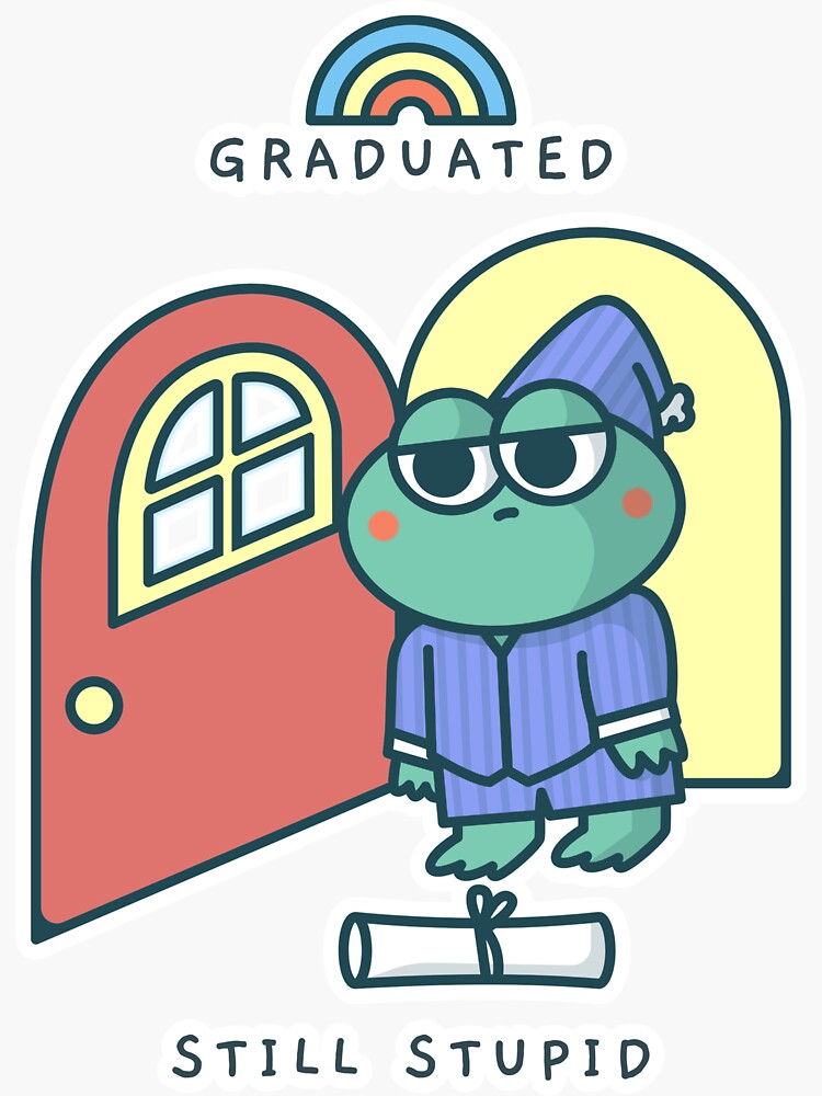 "Clueless Frog Graduated Graduation" Sticker by ShineEyePirate | Redbubble