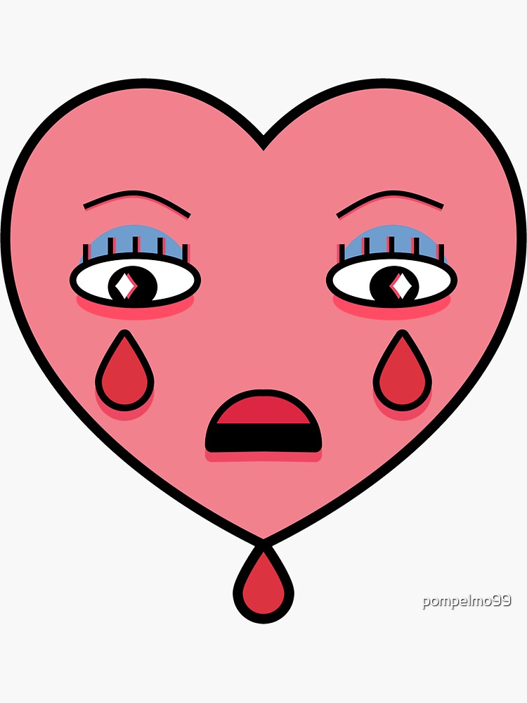 "Crying heart tattoo design" Sticker for Sale by pompelmo99 | Redbubble