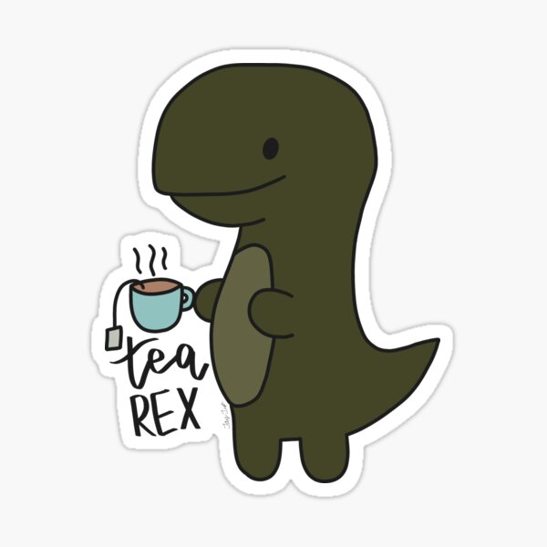 "Tea Rex" Sticker for Sale by taytip | Redbubble