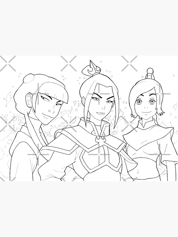 "Azula, Mai and Ty Lee Lineart" Sticker for Sale by artsy-cici | Redbubble