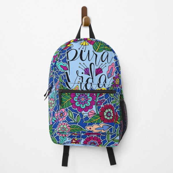 "Pura Vida || Costa Rica || Lettering || Quote" Backpack for Sale by ...