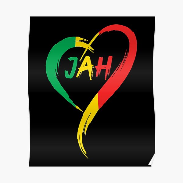 "Love Jah Print Rasta Reggae flag Heart Gift for Rastafarians design ...