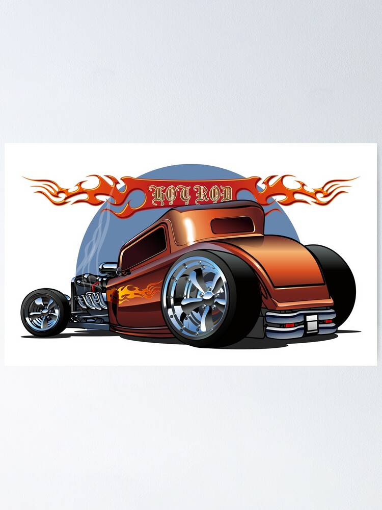 "Cartoon Hot Rod" Poster for Sale by Mechanick | Redbubble