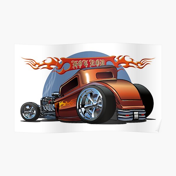 "Cartoon Hot Rod" Poster for Sale by Mechanick | Redbubble