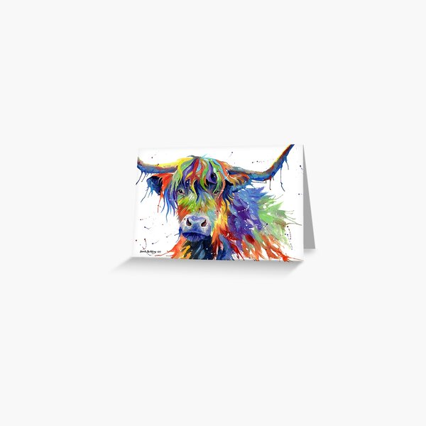 "Multicolour Highland Cow" Greeting Card for Sale by sarahstribb ...