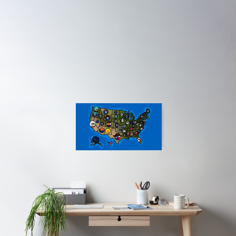 "USA country ball map" Poster for Sale by Engin1881 | Redbubble
