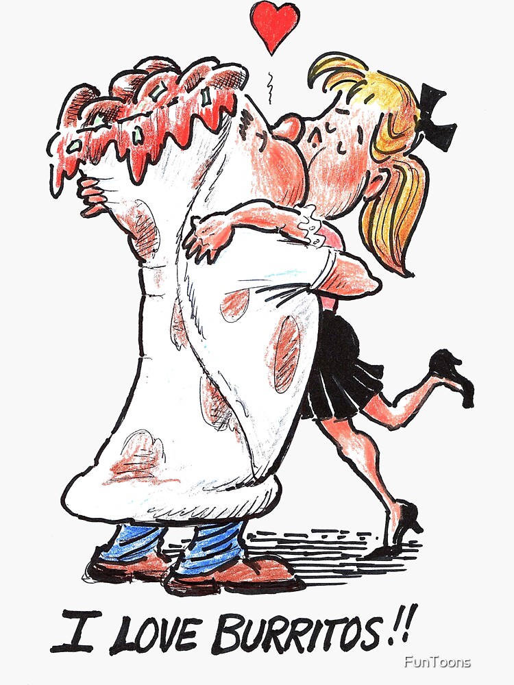 "Full Color Burrito Girl" Sticker by FunToons | Redbubble