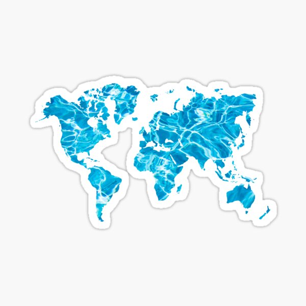 "World Map Aqua Water" Sticker by Stickersaurus1 | Redbubble