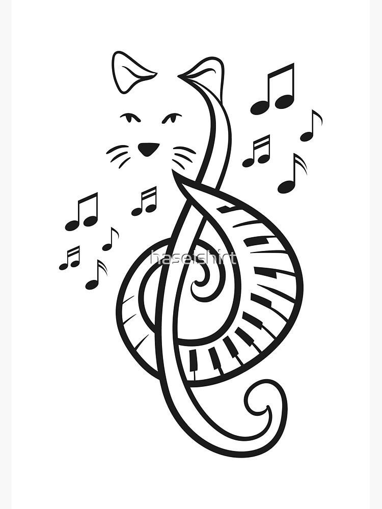 "Musical Symbol Clef Note Treble Cat Music Lover Gift" Poster for Sale ...