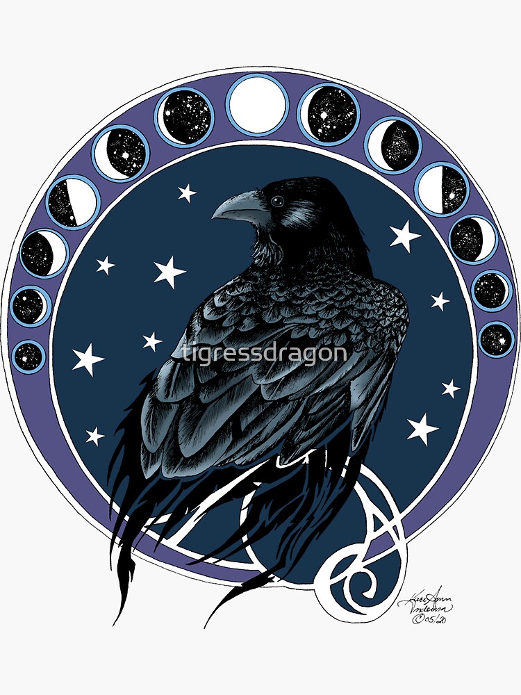 "Raven Moon" Sticker by tigressdragon | Redbubble