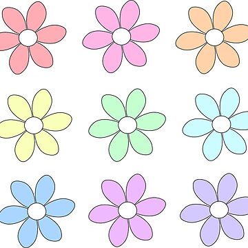 "Rainbow Pastel Flowers - 9 Pack" Sticker for Sale by Danimw | Redbubble