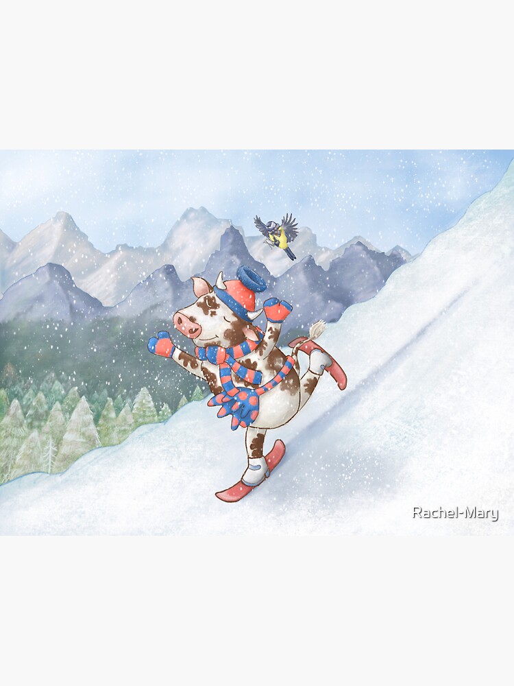"Skiing cow" Sticker for Sale by Rachel-Mary | Redbubble
