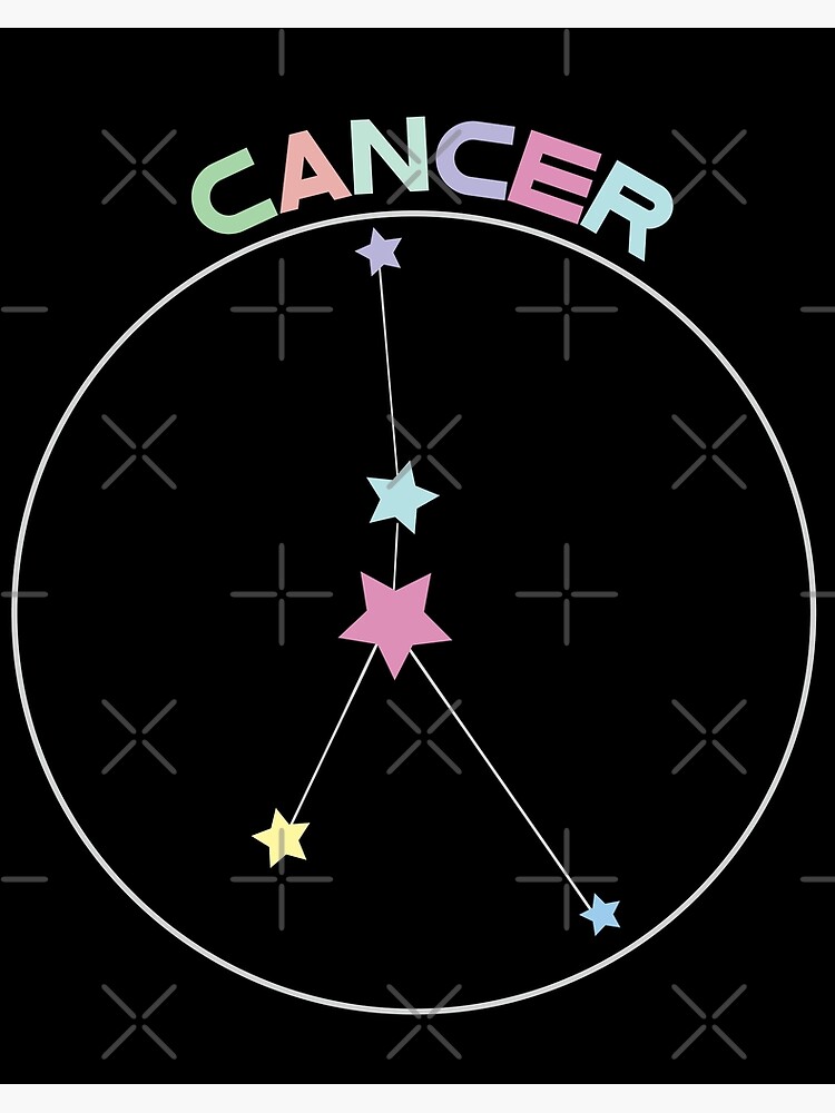 "Cancer Zodiac Constellation Star Chart in pastel colors" Art Print by ...