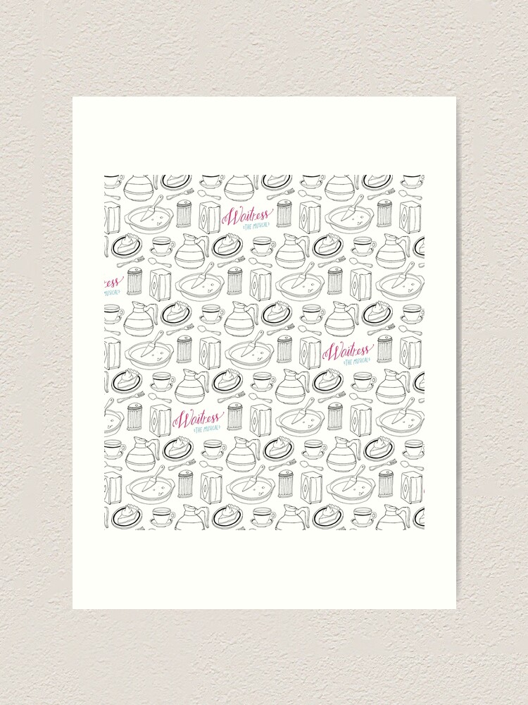 "Waitress the Musical - cake and coffee repeated pie print drawing ...