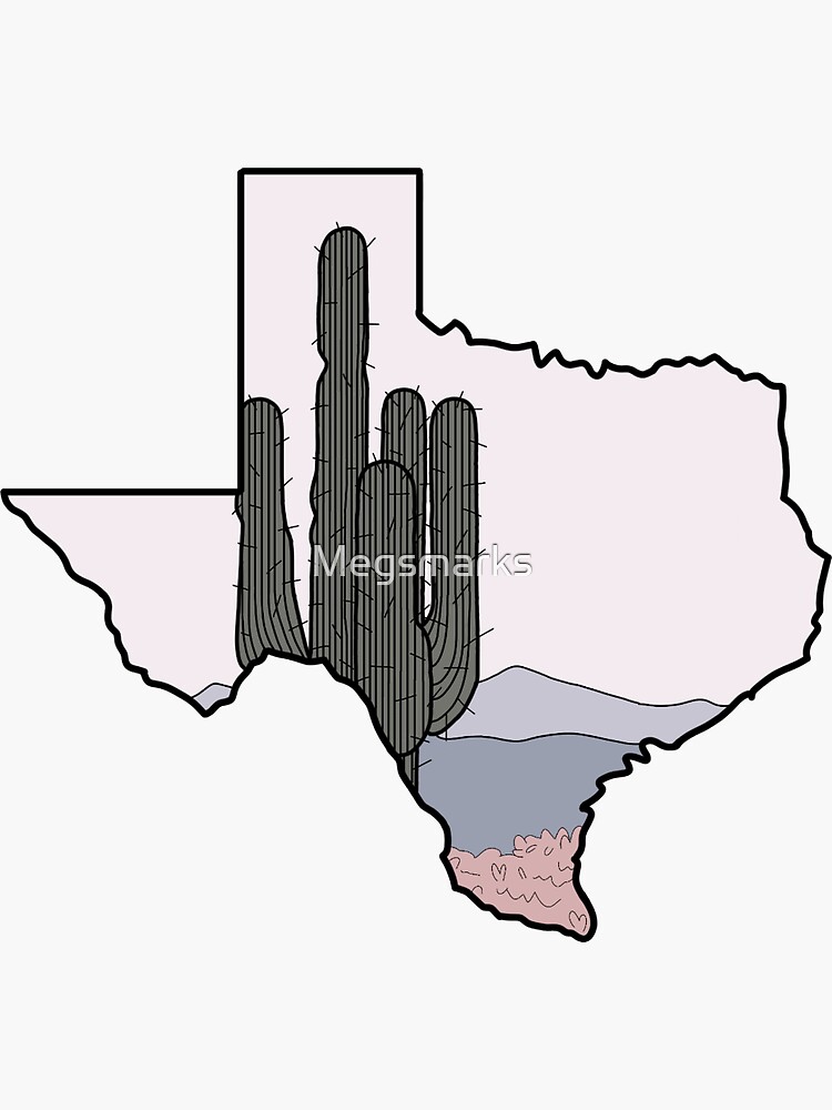 "Texas Cactus" Sticker by Megsmarks | Redbubble