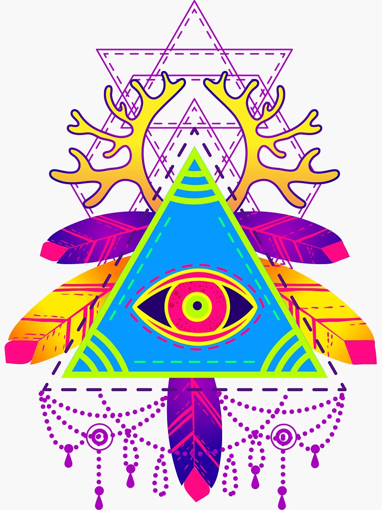 "Psychedelic All-Seeing Eye Pyramid" Sticker for Sale by Foxicopter ...