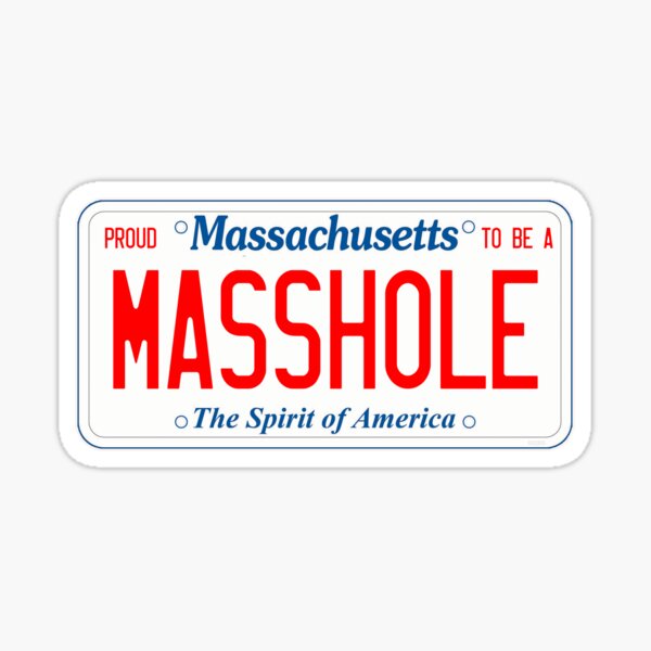 "Proud to be a Masshole Vanity Plate " Sticker by hometowndesign ...