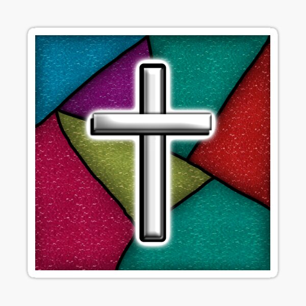 "Stained glass with cross" Sticker for Sale by Meeechelle | Redbubble