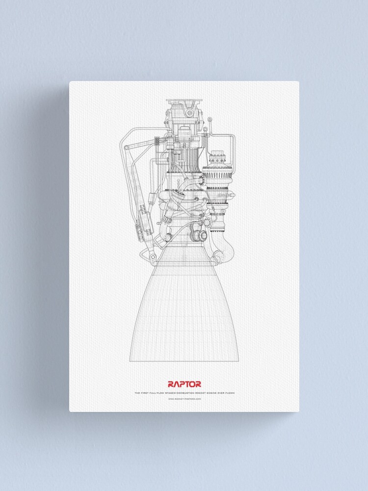 "Blueprint of SpaceX Raptor Rocket Engine" Canvas Print for Sale by ...