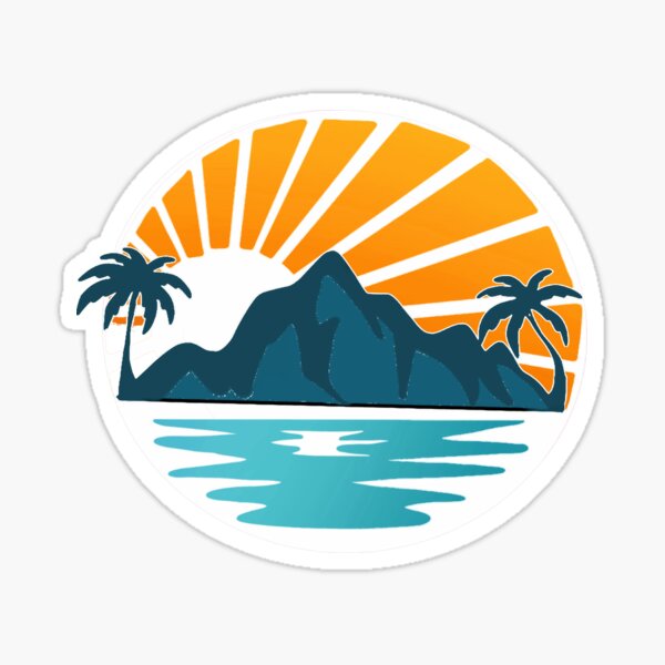 "Sunset Mountain Beach" Sticker for Sale by DarbyBrennan | Redbubble