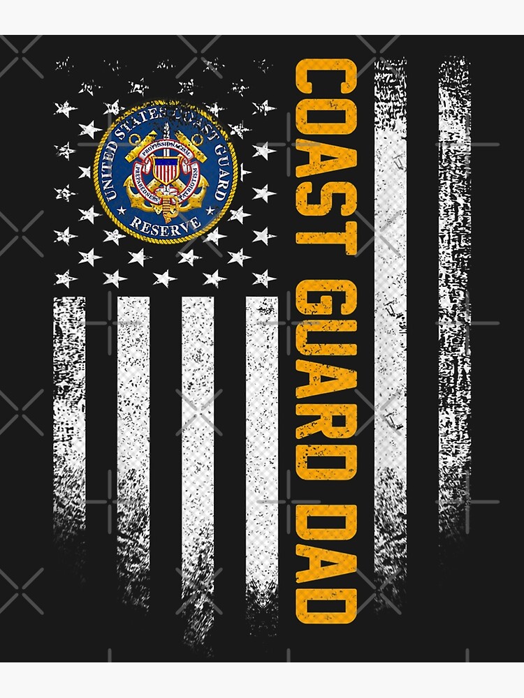 "Vintage USA Proud Coast Guard Dad American Flag Patriotic" Art Print ...