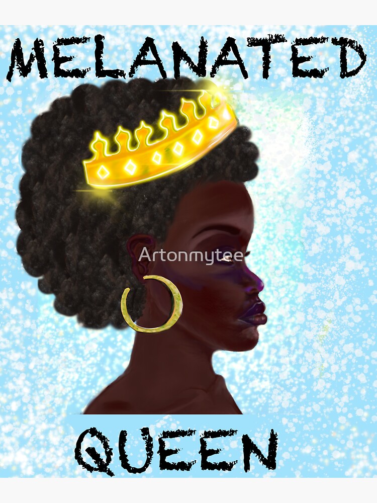 "Melanated Afro queen - black woman with Afro hair and dark brown skin ...