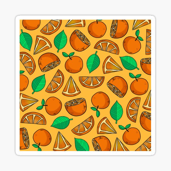 "Kawaii Oranges on Orange" Sticker by TimorousEclectc | Redbubble