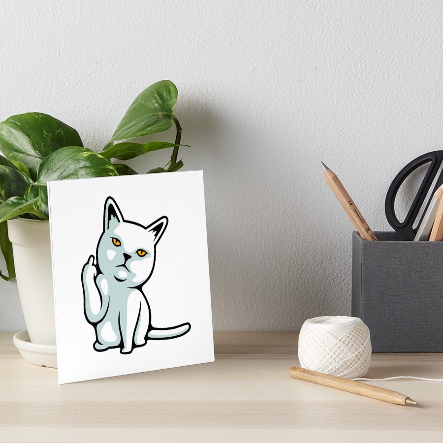 "FU cat funny rude hand gesture " Art Board Print by headpossum | Redbubble