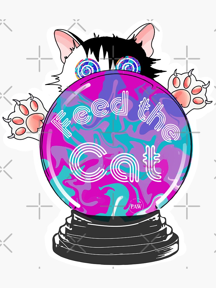"Feed the cat" Sticker by Prita-D | Redbubble