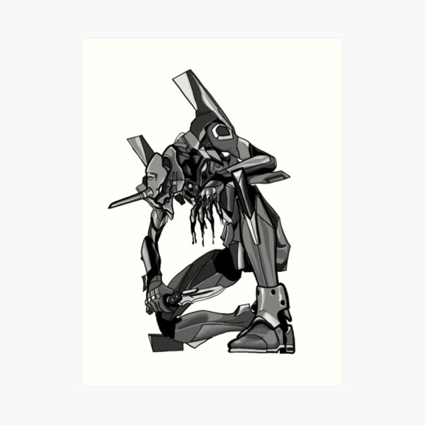 "Neon Genesis Evangelion EVA Unit-01 Black And White Halftone" Art ...