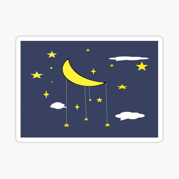 "Night sky with stars, half moon" Sticker for Sale by JinalS | Redbubble