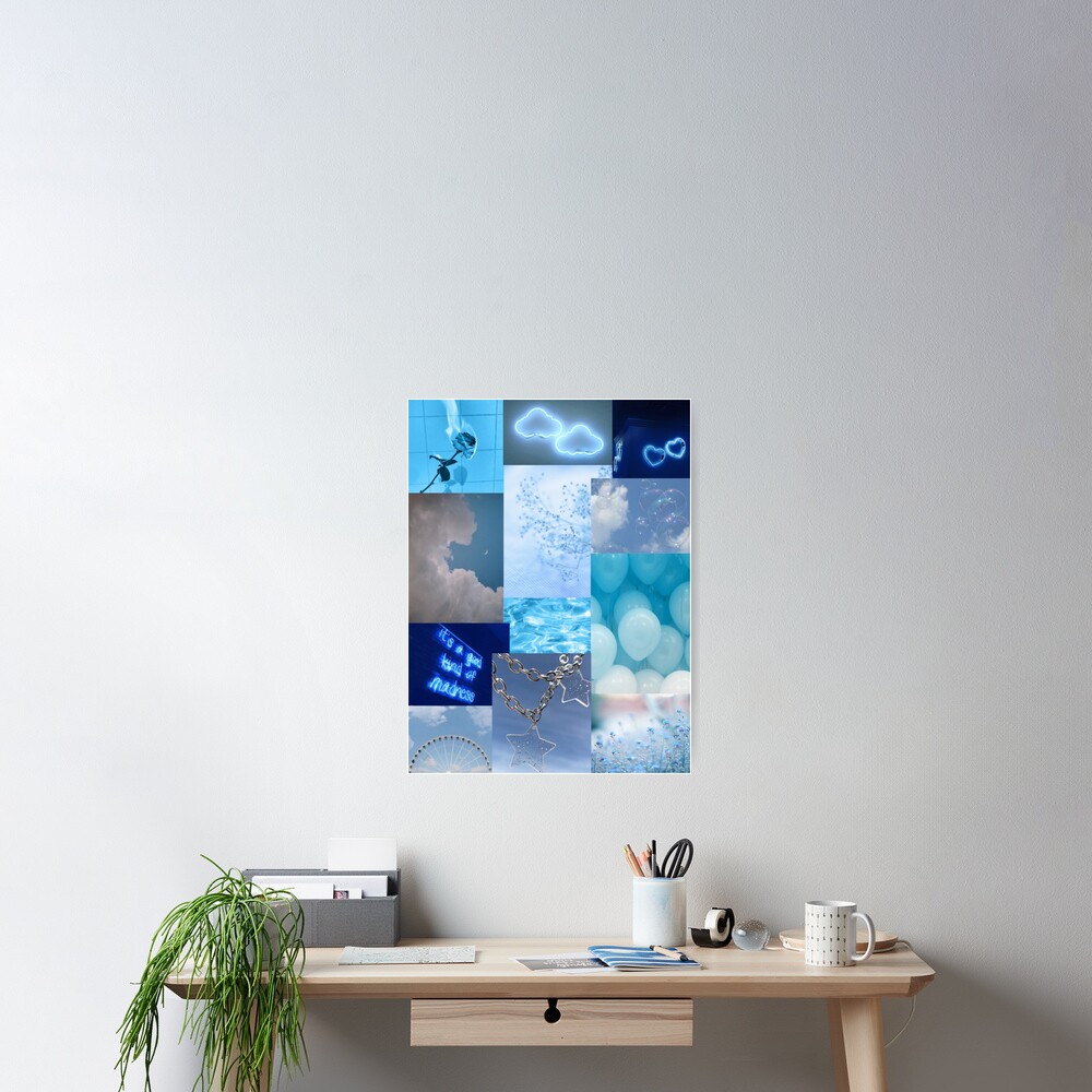 "Cute Aesthetic Blue Collage " Poster by Orlaigh556x | Redbubble