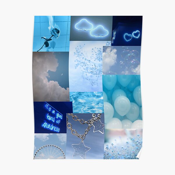 "Cute Aesthetic Blue Collage " Poster by Orlaigh556x | Redbubble