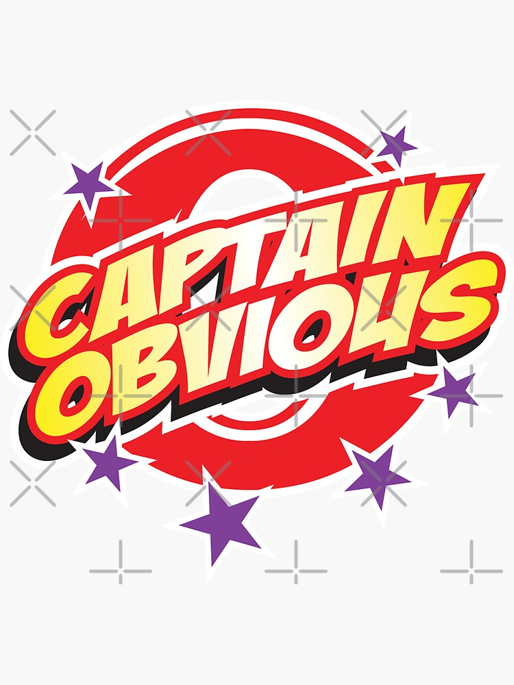 "Captain Obvious" Sticker for Sale by DetourShirts | Redbubble
