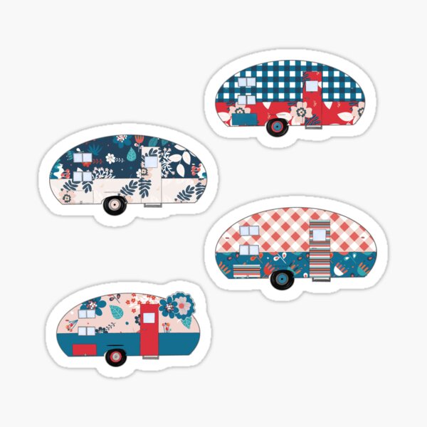"Cute Vintage RV Camper Trailers" Sticker for Sale by Vintage-Retro ...