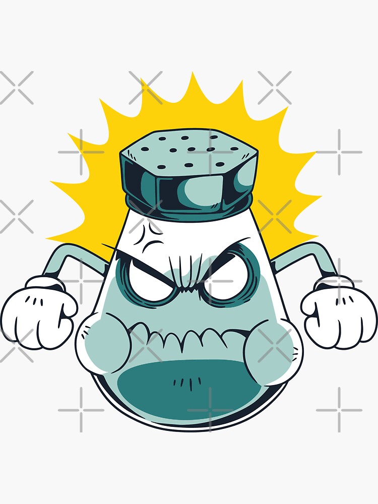"Funny Angry Salt Shaker Eating Sour Anger" Sticker by Dsigns | Redbubble
