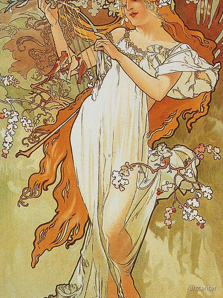 "Alphonse Mucha - Spring 1896" Graphic T-Shirt for Sale by artcenter ...