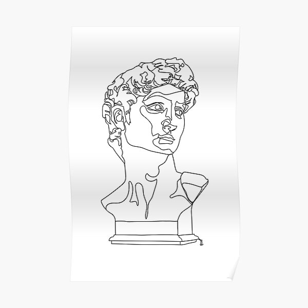 "Michelangelo's David, Greek Statue - One Line Drawing" Poster for Sale ...