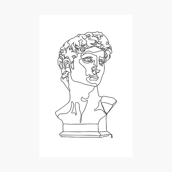 "Michelangelo's David, Greek Statue - One Line Drawing" Photographic ...