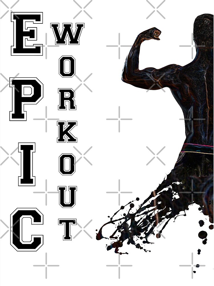 Lámina fotográfica «Epic workout silueta de hombre musculoso, gimnasio ...