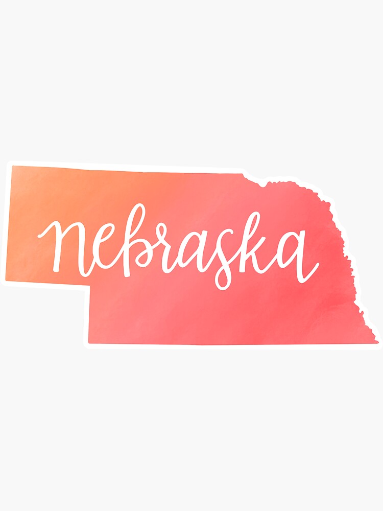 "Nebraska state map calligraphy" Sticker by kiwisugardesign | Redbubble