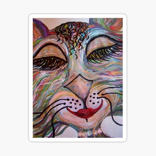 Flirty Funky Feline Sticker For Sale By Eloiseart Redbubble