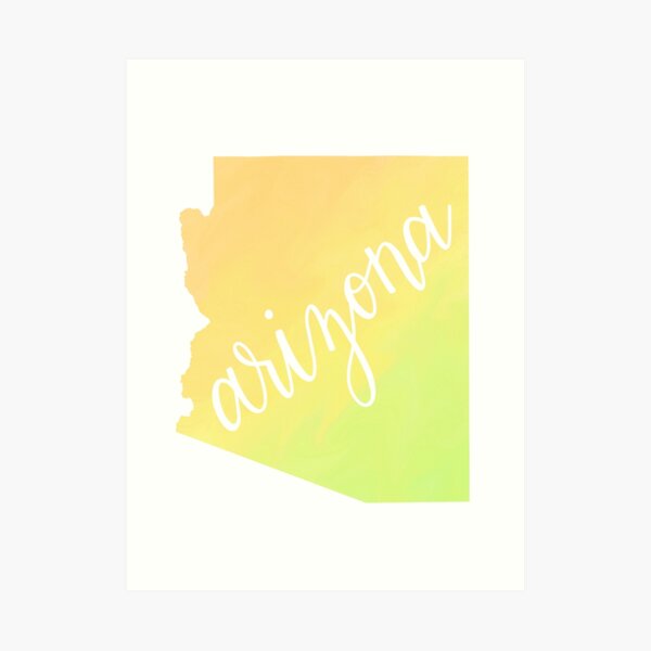 "Arizona state map calligraphy" Art Print by kiwisugardesign | Redbubble